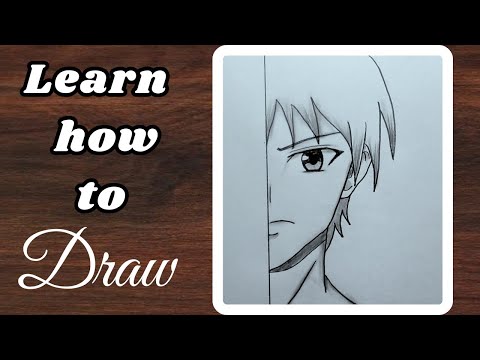 Easy way to draw Anime boy | Half face anime drawing | How to draw a boy | Anime drawing
