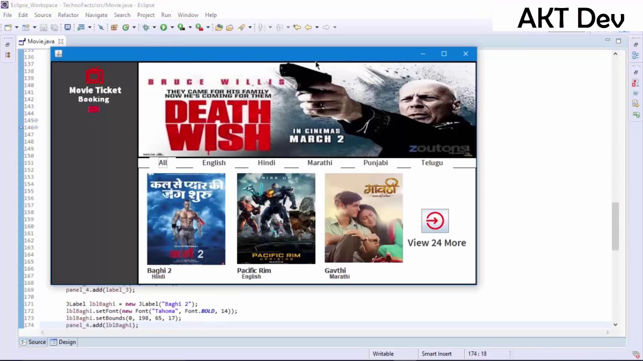 Movie Ticket Booking Modern Home Page UI Design in Java