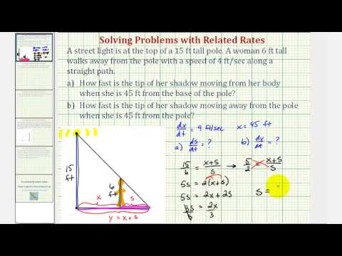 Ex 2: Related Rates Problem — Rate of Change of a Shadow from a Light ...