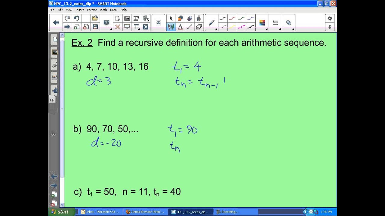 Honors Precalculus- Section 13-2: Recursive Definitions