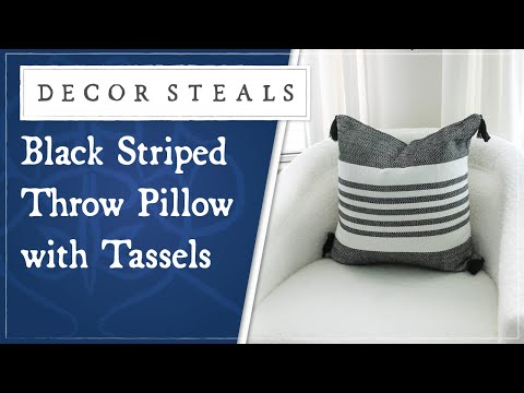 Decor Steals' Black Striped Throw Pillow with Tassels