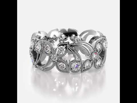 Flower Leaf Design Diamond Eternity Band