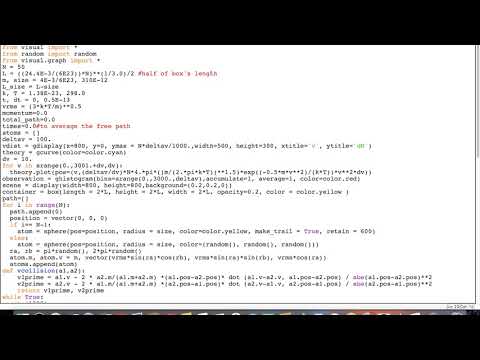 Vpython------ideal gas and mean free path