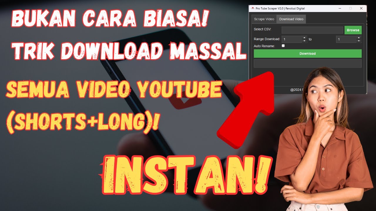 Cara Download Semua Video YouTube (Shorts/Long) 1 Channel Sekaligus | Tutorial Protube Scraper