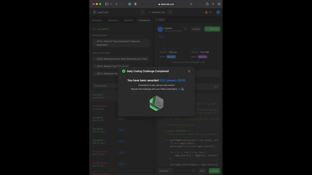 January 2023 Leetcode Badge
