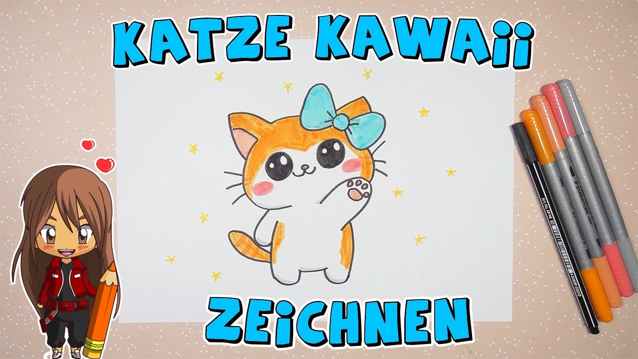 Katze Kawaii einfach malen für Kinder | ab 7 Jahren | Malen mit Evi | deutsch