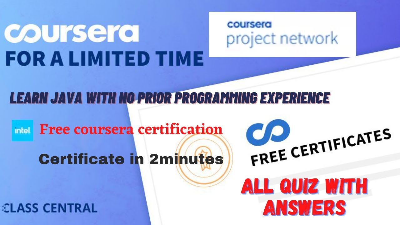 Learn Java with no prior programming experience, All Quiz  Answers#coursera #excel #answers #mr