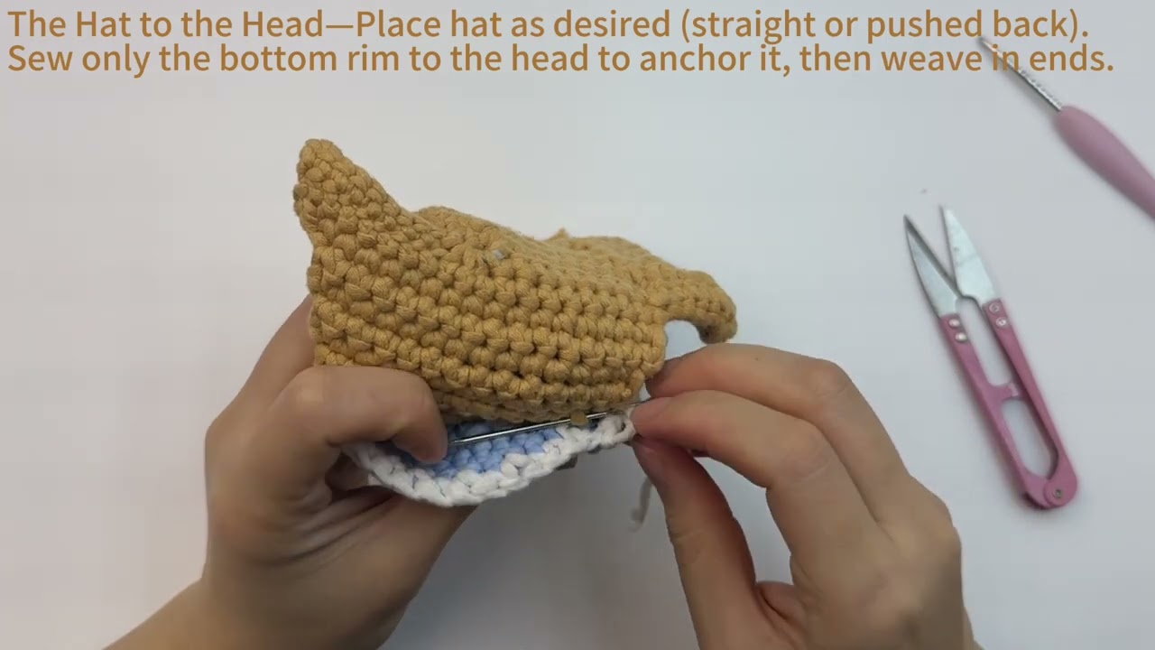 Part 6.3: Sewing the Hat onto the Head | LOOPPET Dachshund Coaster Tutorial