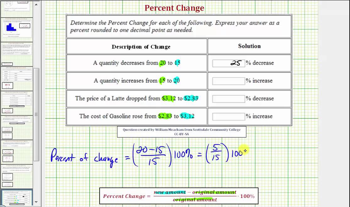 Ex: Determine Percent of Change - Increase and Decrease