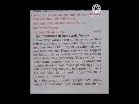 Article on important of democratic values class 12 English