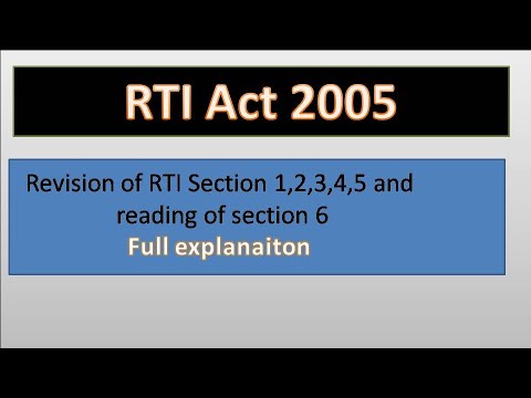 Revision of Section 1 to 5 and reading of section 6 of RTI act 2005