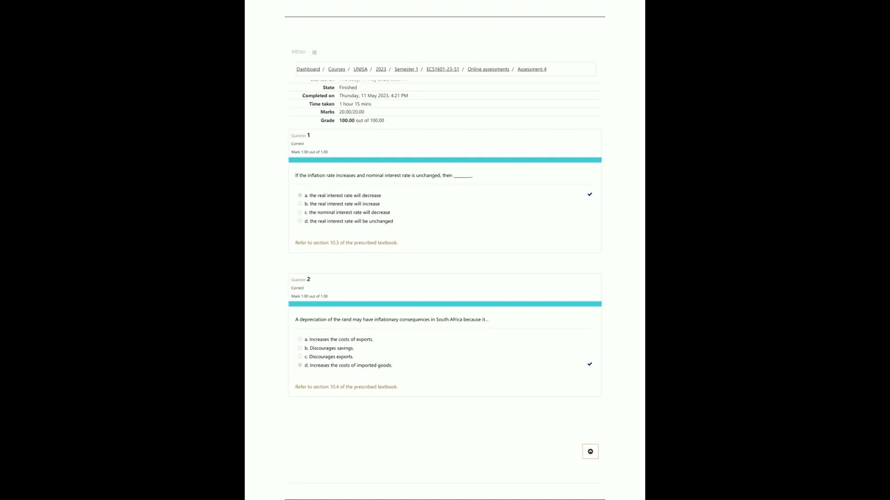 Exam elaborations ECS 1601 Assignment 4 Semester 1 2023