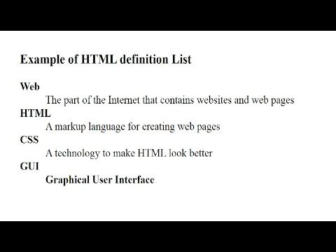 ADVANCED WEB DESIGNING(CSS) || Lists In HTML || Definition List