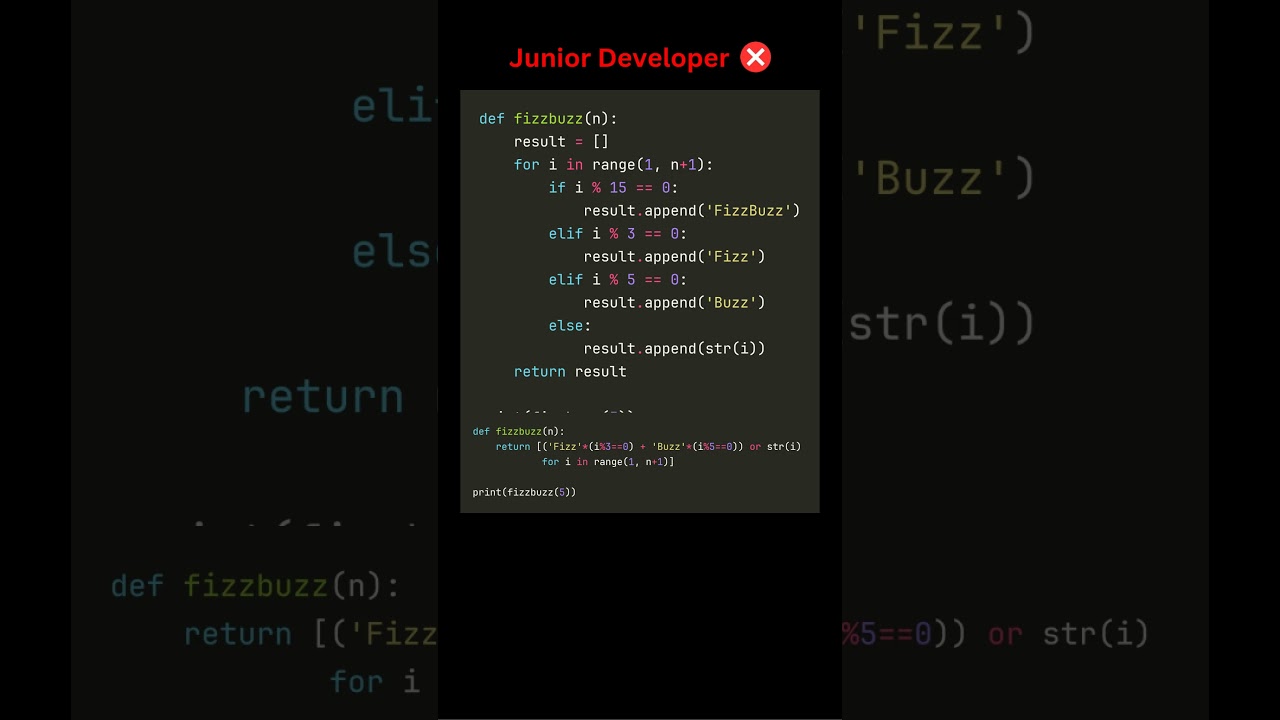 Python FizzBuzz: Beginner vs Expert Solutions #CodeQuality