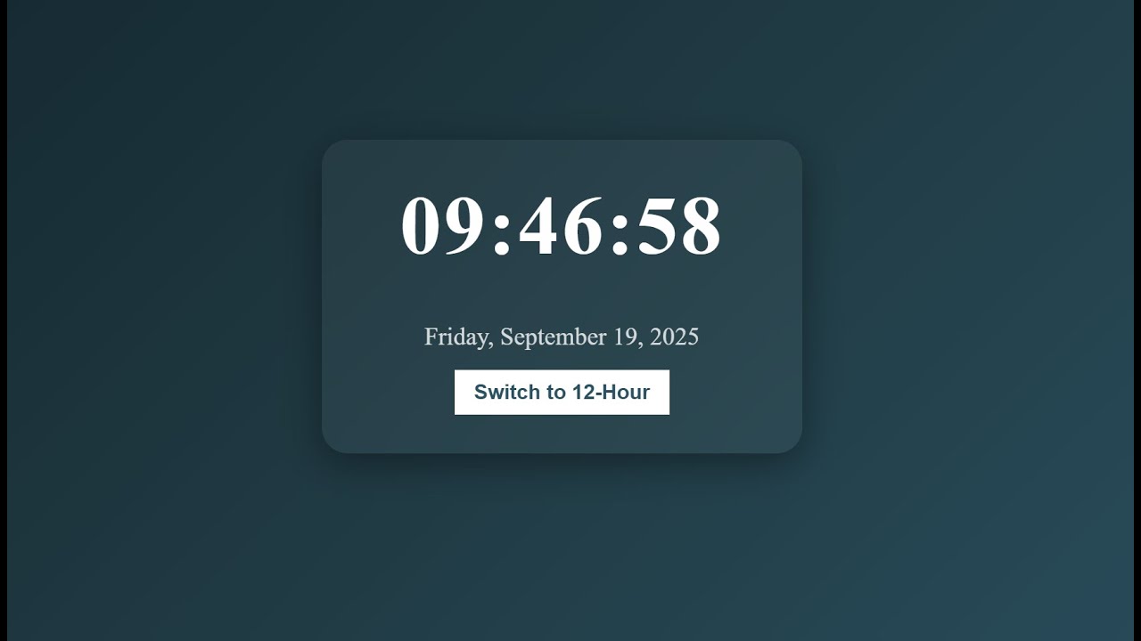 Digital Clock with 12/24 Hour Switch | HTML CSS JavaScript Tutorial
