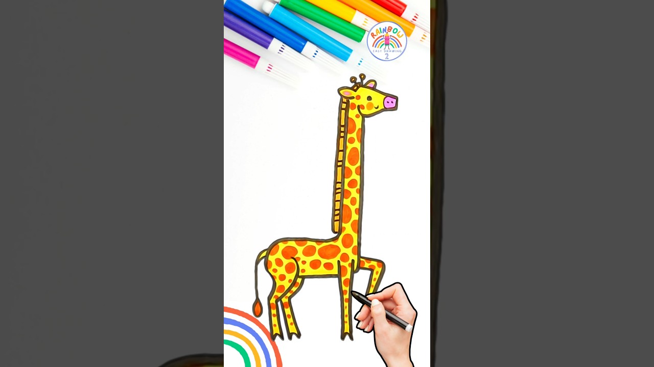 Cute Giraffe Drawing Tutorial | How to Draw Giraffe for Kids 🌈🦒 #drawing #giraffe
