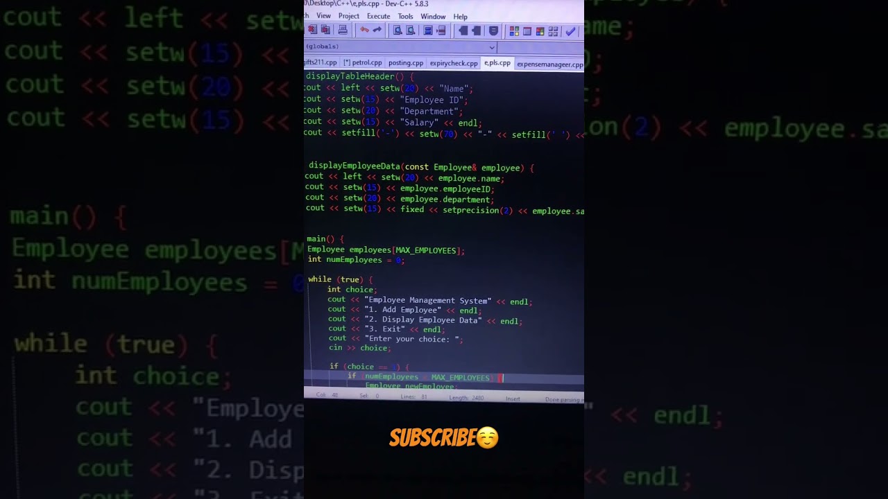 employee management IDE dev c++ #cppprogramming