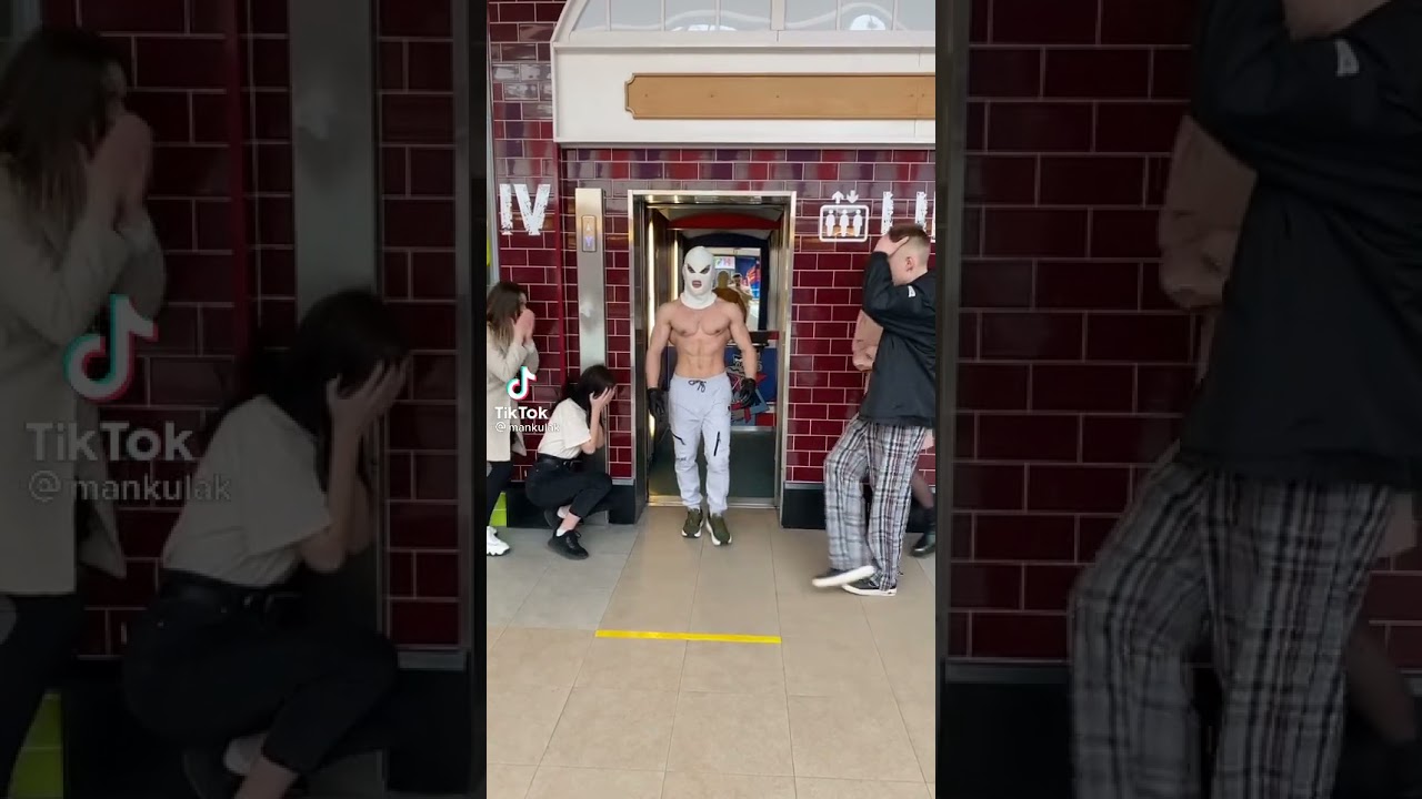 Hilariously bodybuilder elevator prank VIDEO funny tiktok PEOPLE reaction