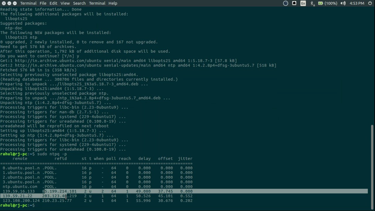 Sync datetime on ubuntu server using ntp
