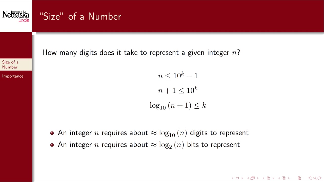 5.3.2 - Algorithms & Algorithm Analysis - Input Sizes of Numbers