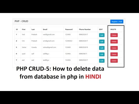 Learn PHP CRUD 5 How to delete data from database in php in HINDI - Mind Luster