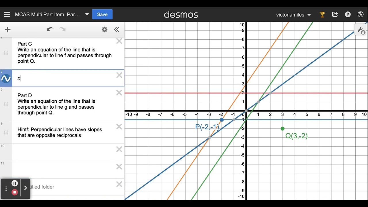 MCAS Multi Part Item. Parallel and Perpendicular Lines | Desmos
