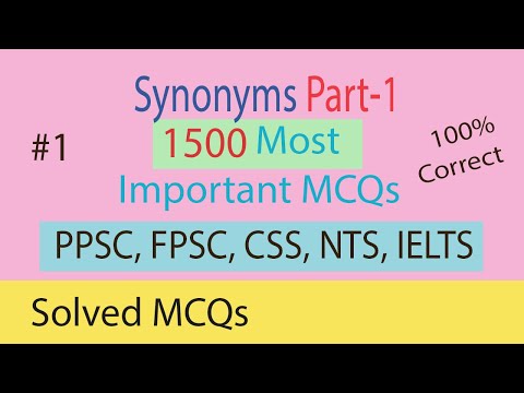 Synonyms part-1 Important 1500 MCQs for all competitive exams PPSC, FPSC, NTS, CSS | MCQs Test Jobs