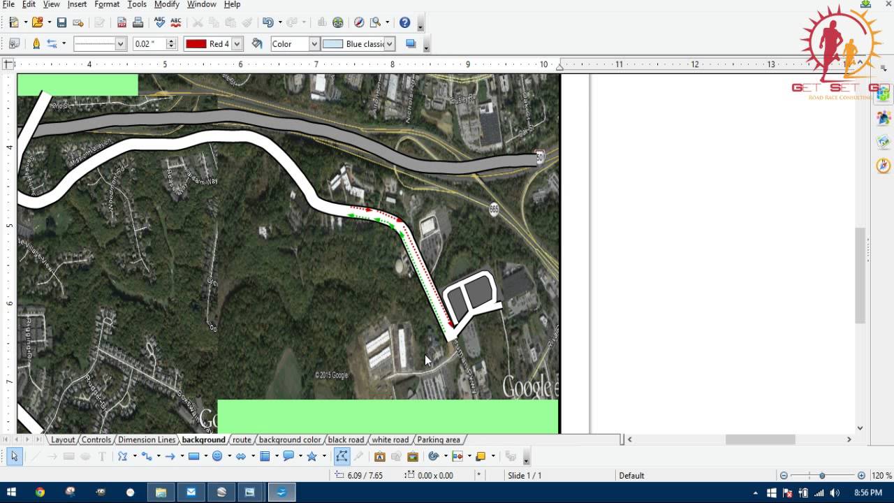 Open Office Draw Tutorial for USATF Course Measurers
