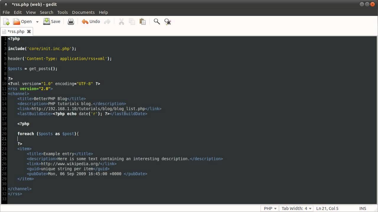 PHP Tutorial: RSS Feed Generator [part 01]