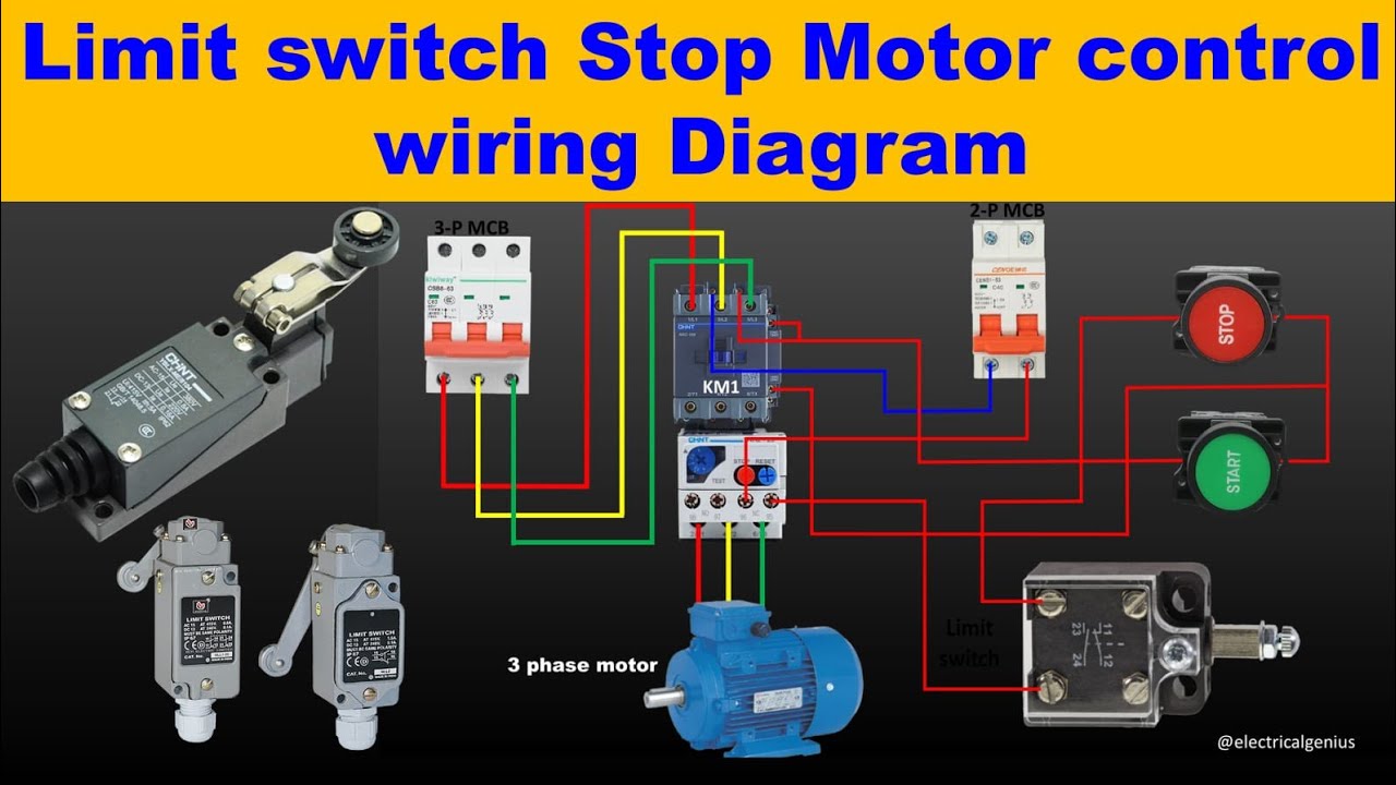 Push Button Start & Limit Switch Stop | 3 Phase Motor Control Wiring Diagram Explained
