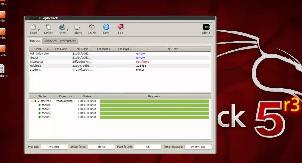 Ophcrack Demonstration