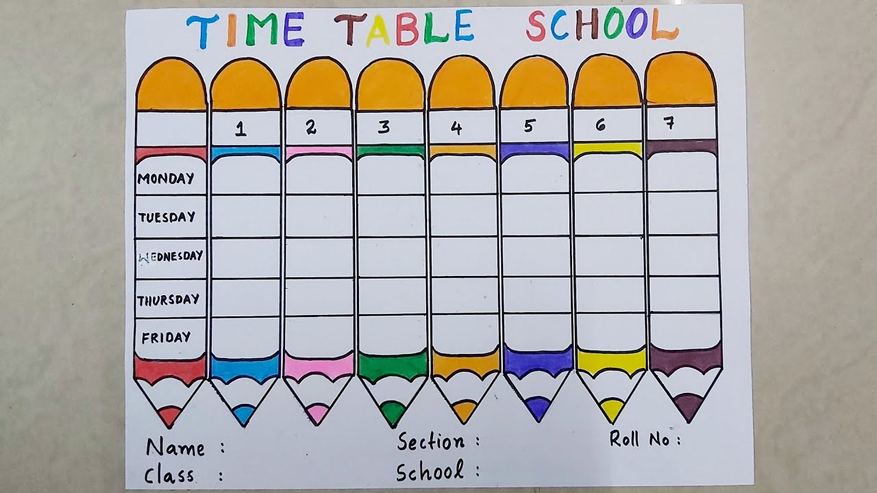 School Time Table Design // Beautiful Time Table design for Class// Study Time Table