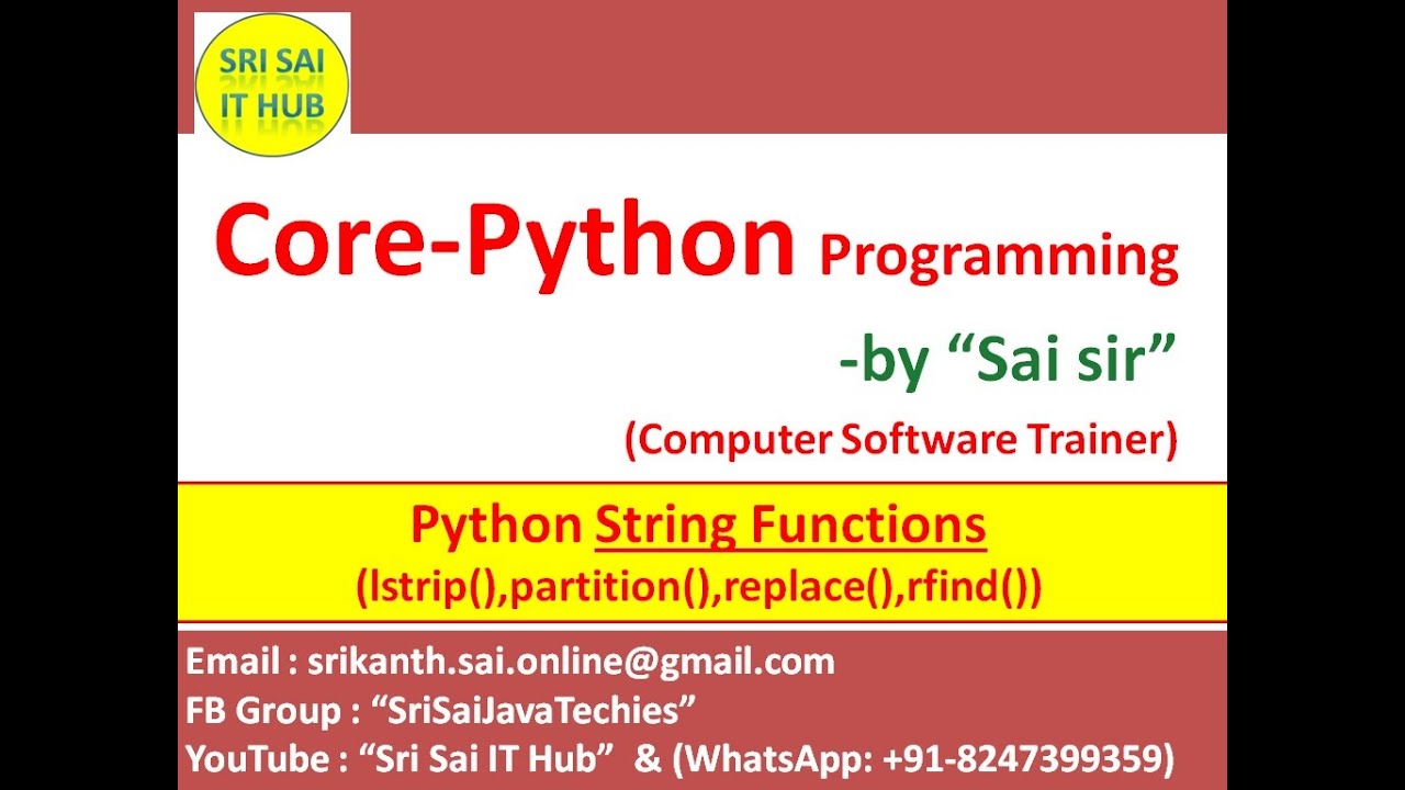 Python String Functions || Python String lstrip(), partition(), replace(), rfind() Functions || #75