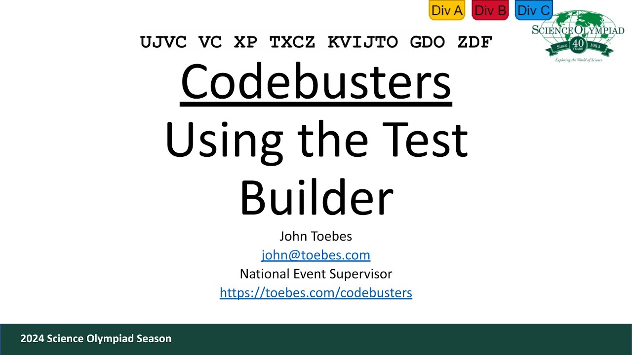 Codebusters - Using the Test Builder