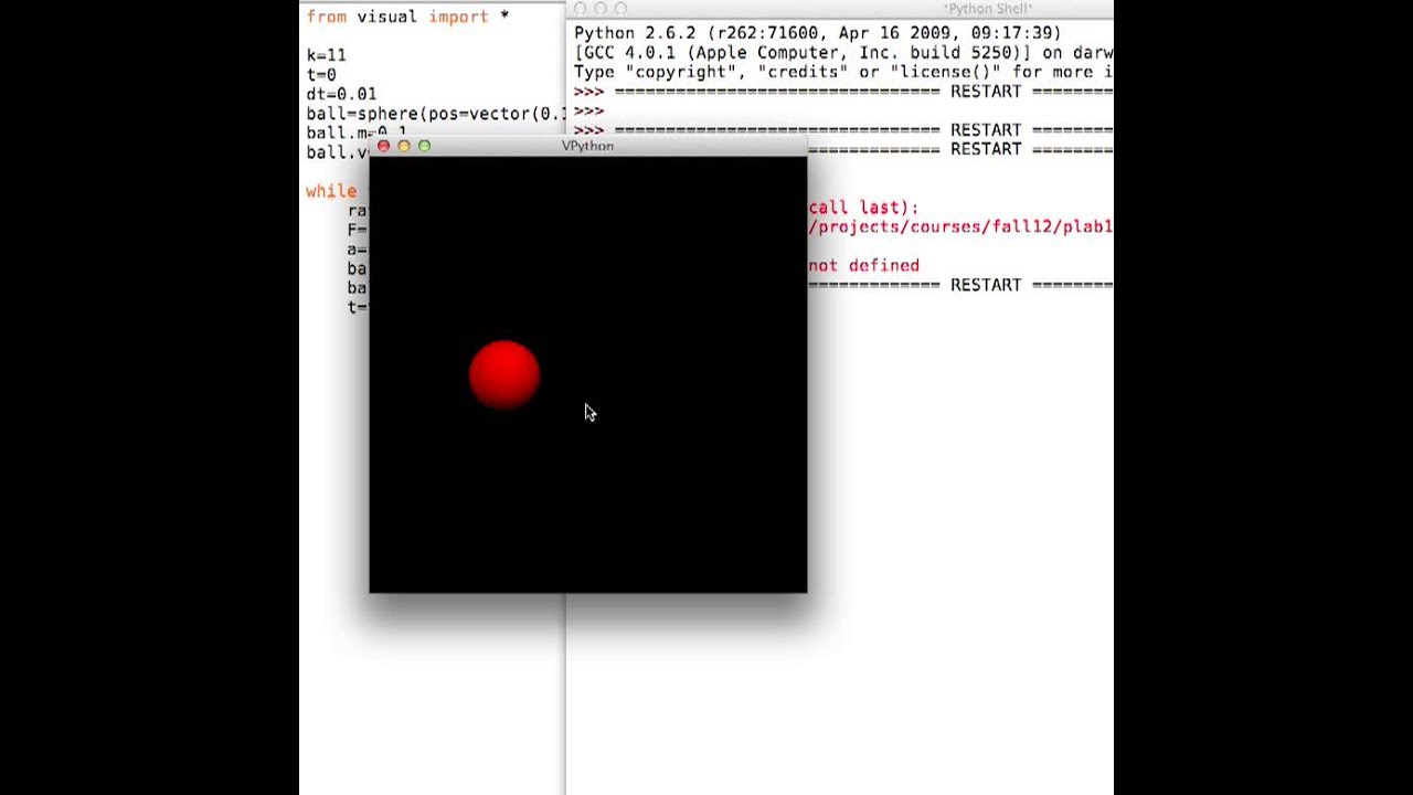 Mass on a spring in vpython