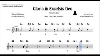Gloria in Excelsis Deo Partitura con Notas y Acordes Flautas, Violín, Oboe Himno Litúrgico ...