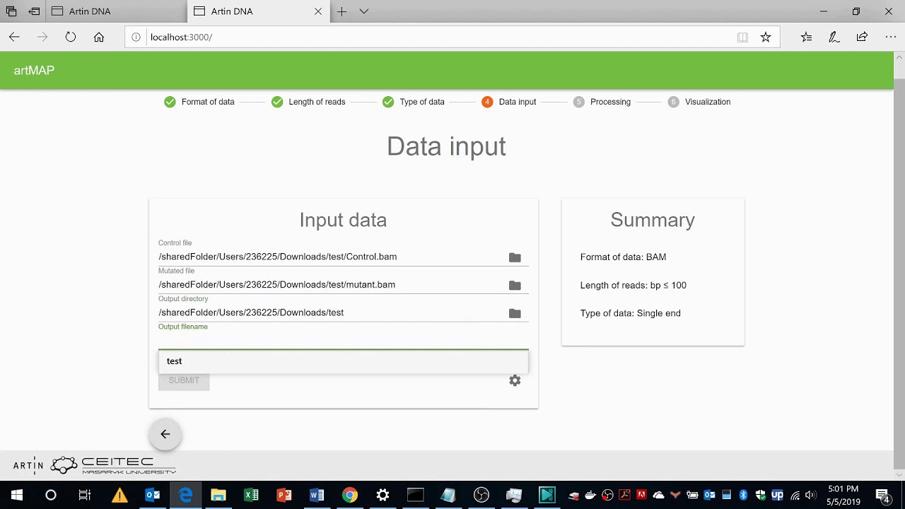 artMAP user interface