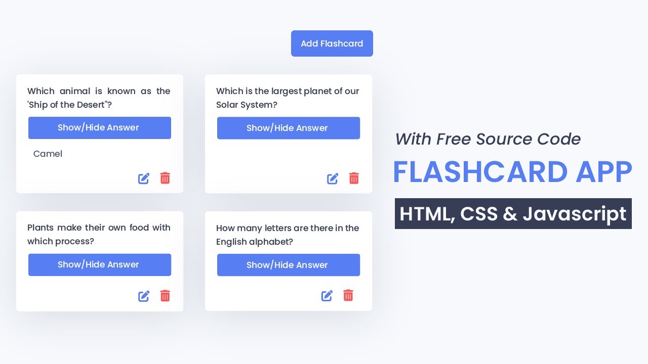 Flashcard App With Javascript | Step By Step Javascript Project