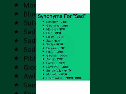 Synonyms For (Sad).