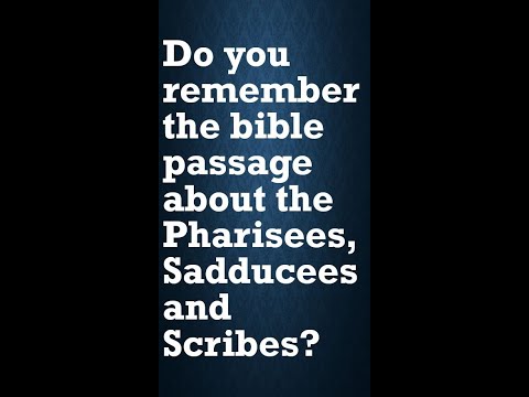 Do you remember the bible passage about the Pharisees, Sadducees and Scribes?
