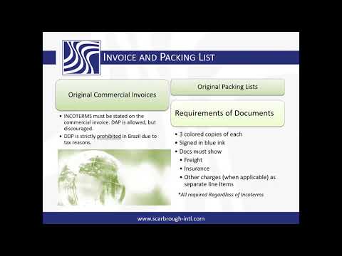Documents required to ship to Brazil