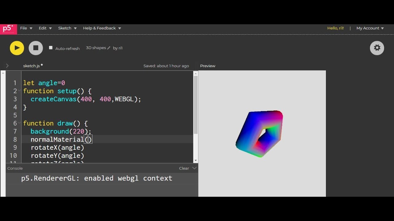 Basic 3D Shapes in p5.js