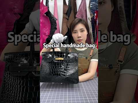 The classic black gold Birkin, the crocodile skin pattern is so beautiful#fyp #hermesbag #handcraft