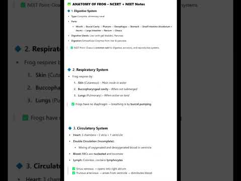 Frog notes for exam | Super quick notes #frog