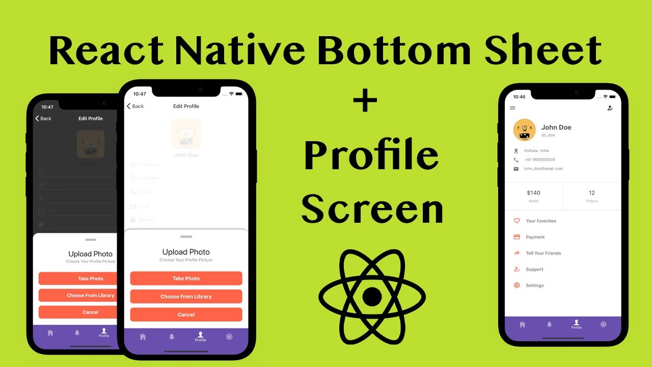 React Native Bottom Sheet Tutorial with Profile Screen