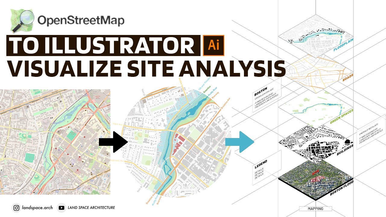 OpenStreetMap to Illustrator | Visualize Architecture Mapping and Site Analysis
