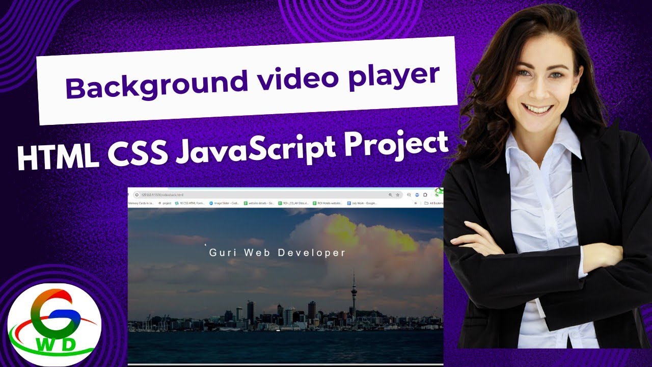 HTML CSS JavaScript Project || Background Video Player || Practice Project Tutorial 2024