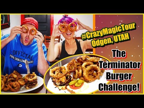 Terminator Burger Challenge ft. Magic Mitch in Odgen, UTAH | #CrazyMagicTour - RainaisCrazy