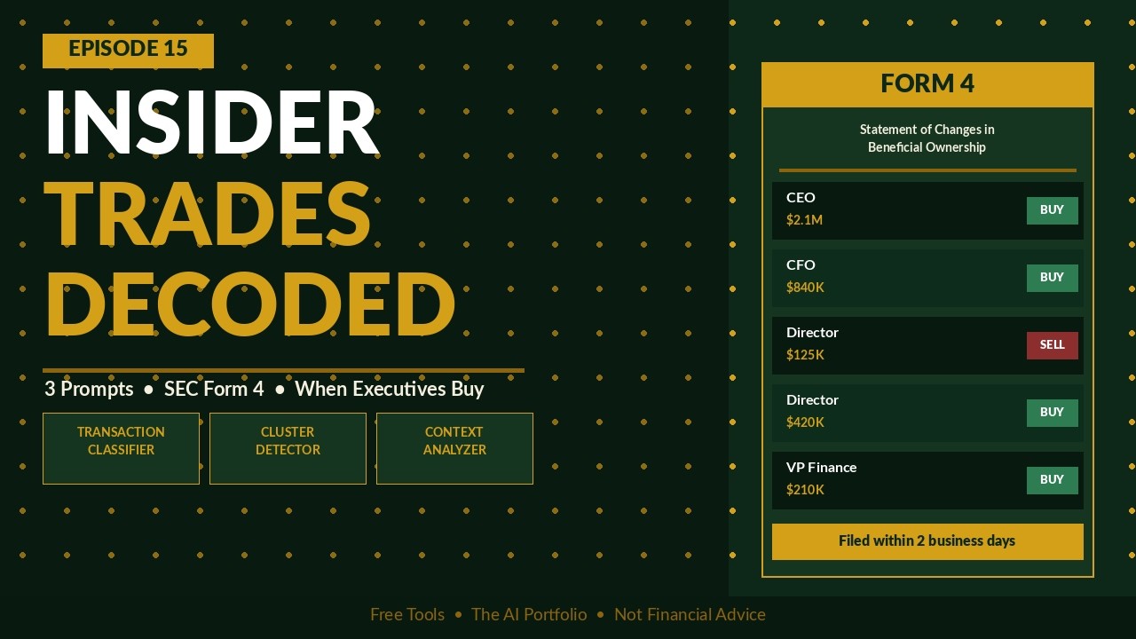 How to Track Insider Buying Using AI — SEC Form 4 Decoded (Free Signal, Every Stock)