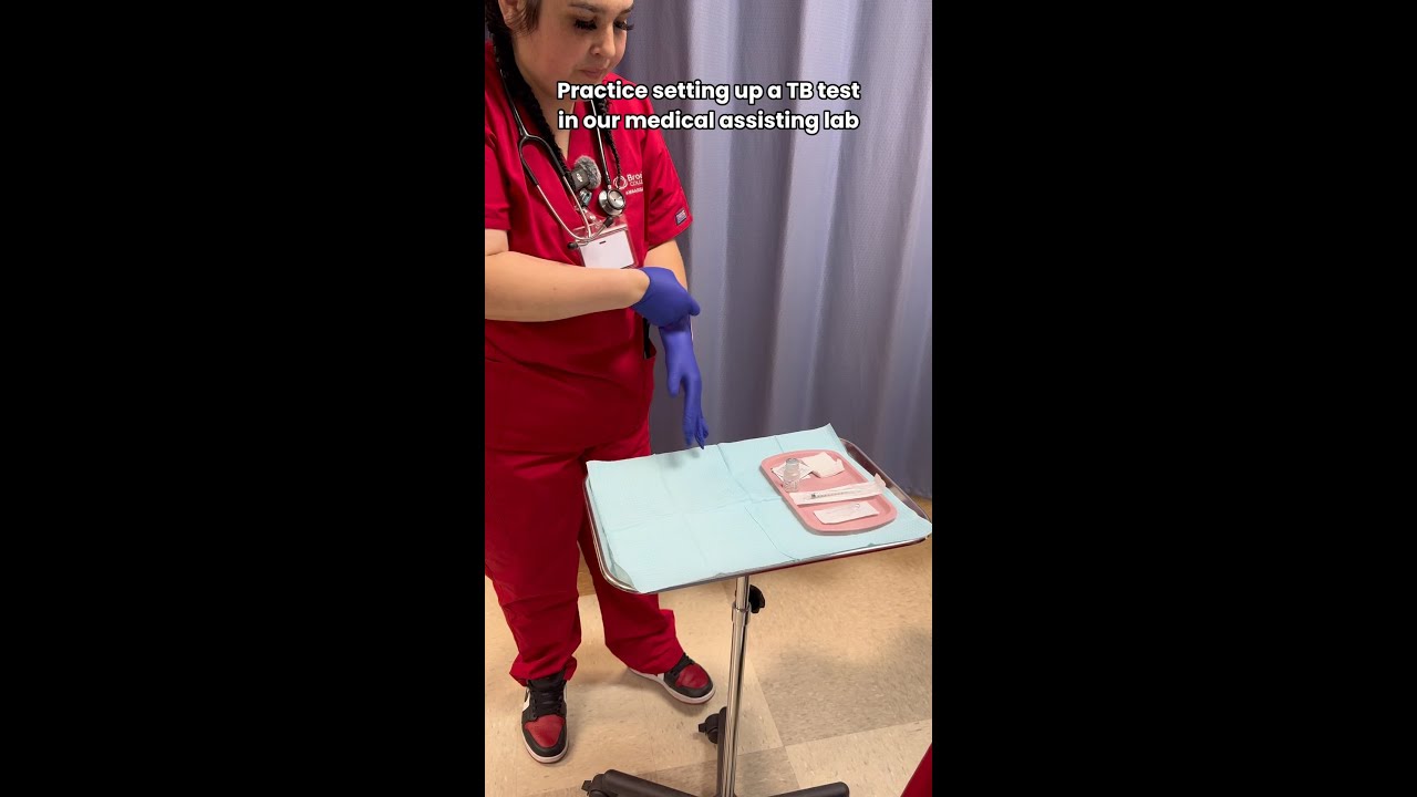 Medical assisting student setting up a TB test